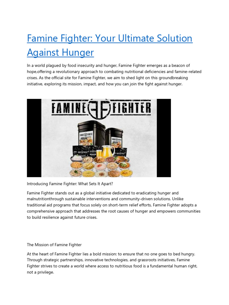 Famine Fighter: Combat Hunger Now | PDF | Hunger | Famine