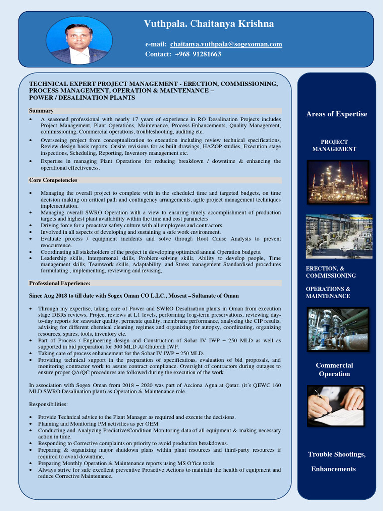 CV . Chaitanya Krishna | PDF | Project Management | Power Station