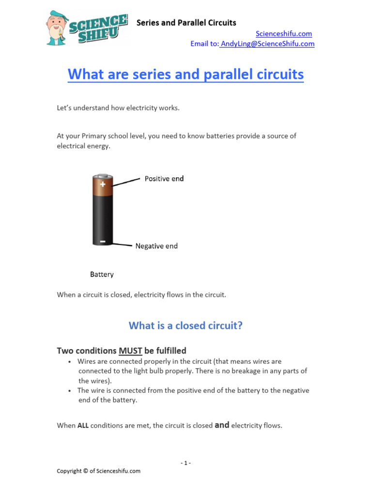 Science Revision Notes - Electricity - Series and Parallel Circuits ...