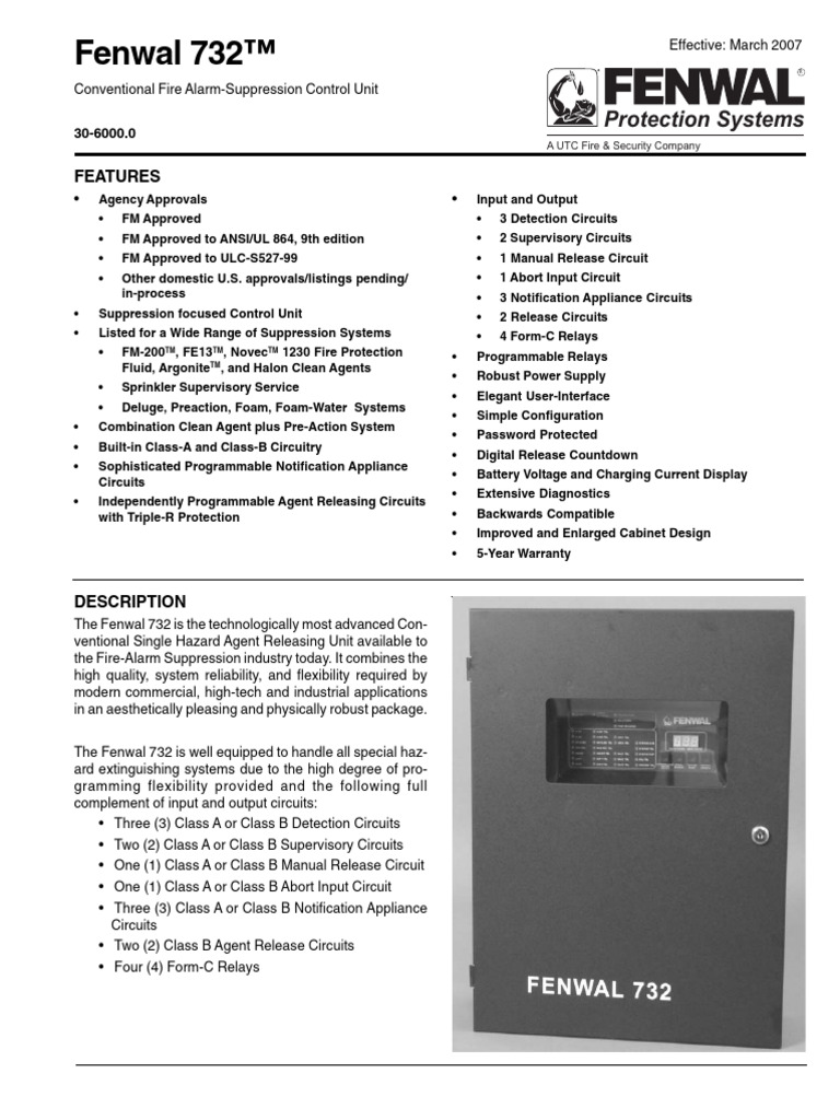Fenwal 732 Panel Data Sheet | PDF | Relay | Power Supply
