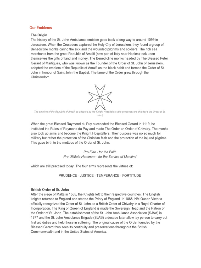 st john Our Emblems | PDF | First Aid