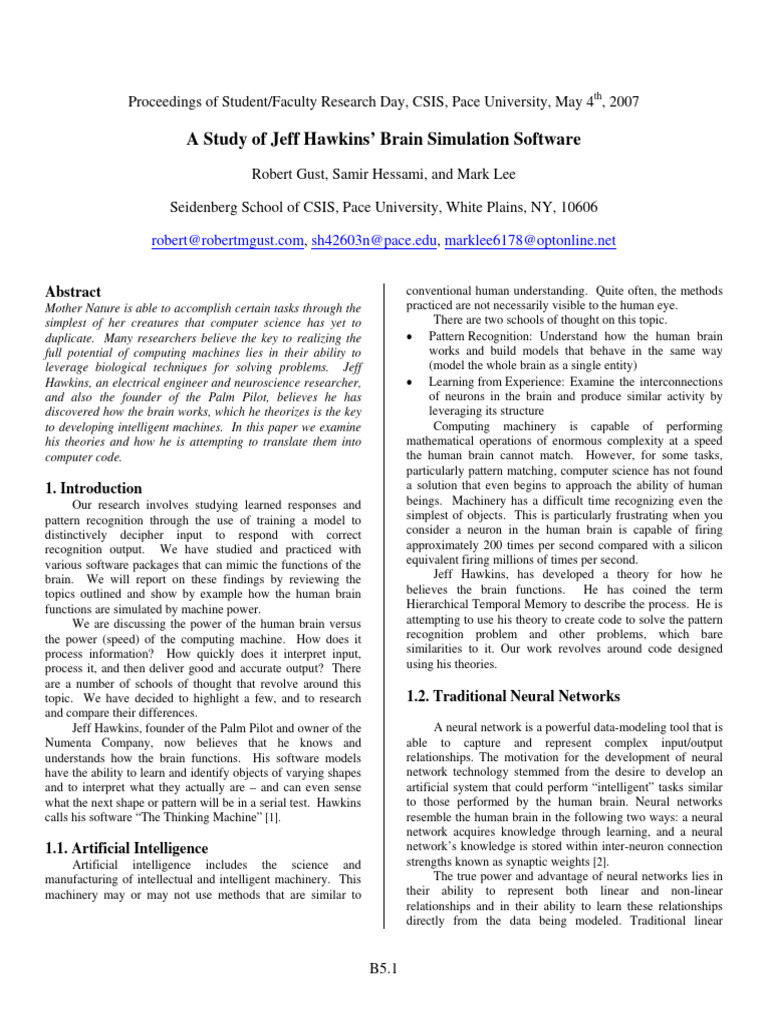 A Study of Jeff Hawkins' Brain Simulation Software | Download Free PDF | Artificial Neural ...