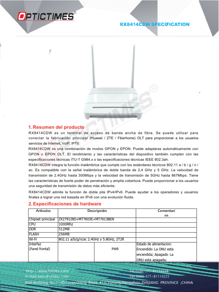 RX8414CDW WIFI 5 Data Sheet - Español | PDF | Ieee 802.11 | Wifi