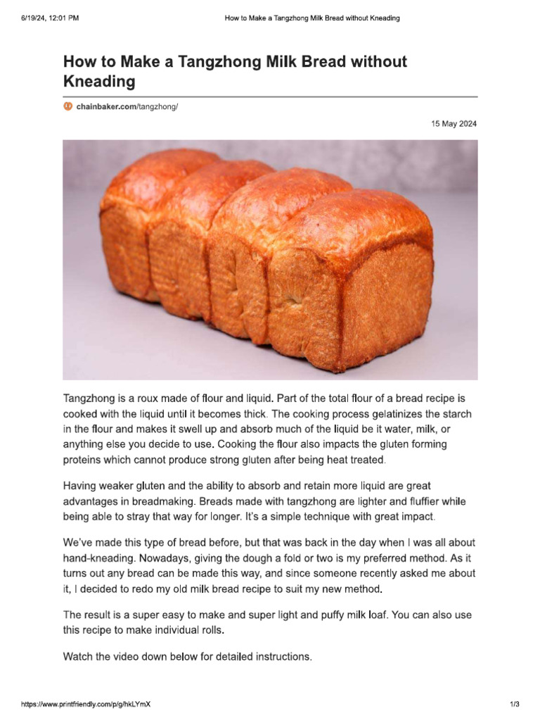 How To Make Tangzhong Bread Without Kneading | PDF