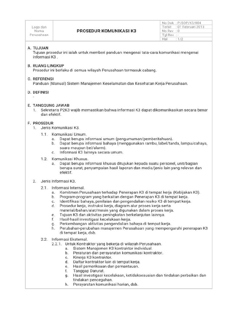 P-SOP-K3-004 Prosedur Komunikasi K3 | PDF