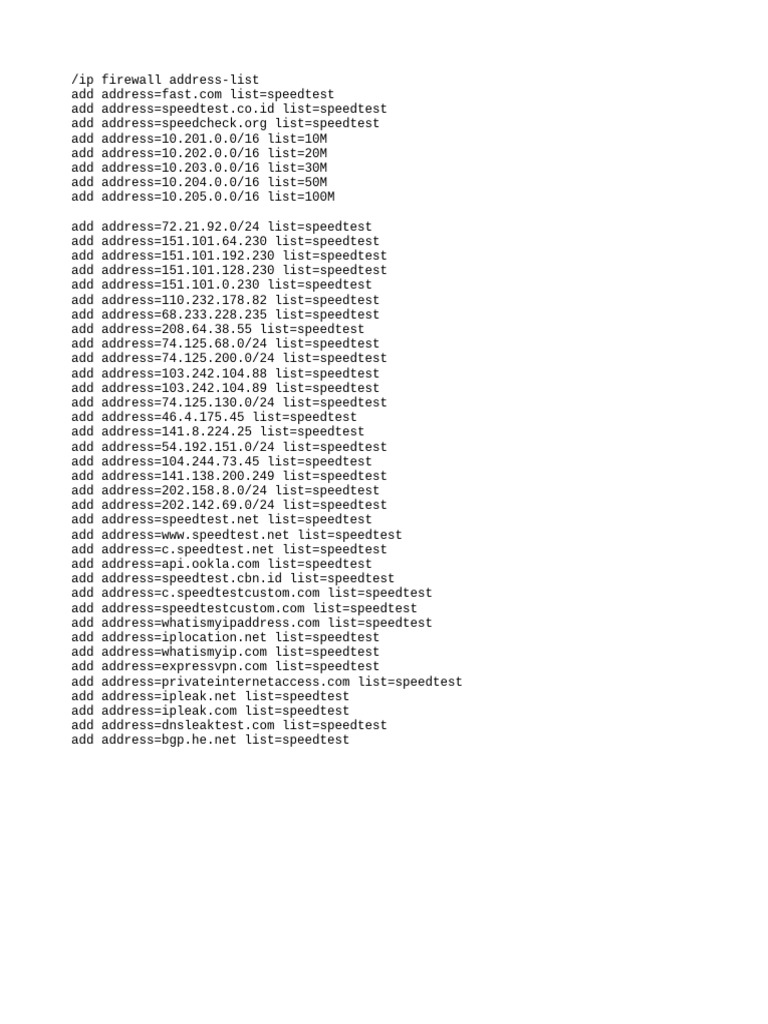Fast.com IP Address List for Speed Tests | PDF