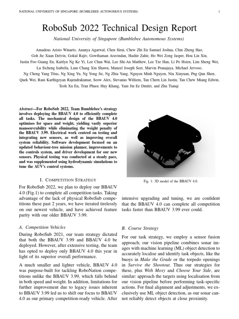 Bumblebee Robosub Paper 2022 | PDF | Buoyancy | Sonar