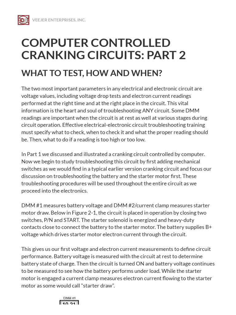 Part 2 - Computer Controlled Cranking Circuits - Veejer Enterprises, Inc | PDF | Voltage ...