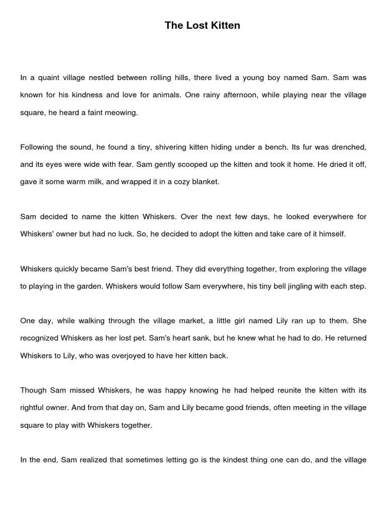 The Lost Kitten Story | PDF | Mystery, Thriller & Crime Fiction | Poetry