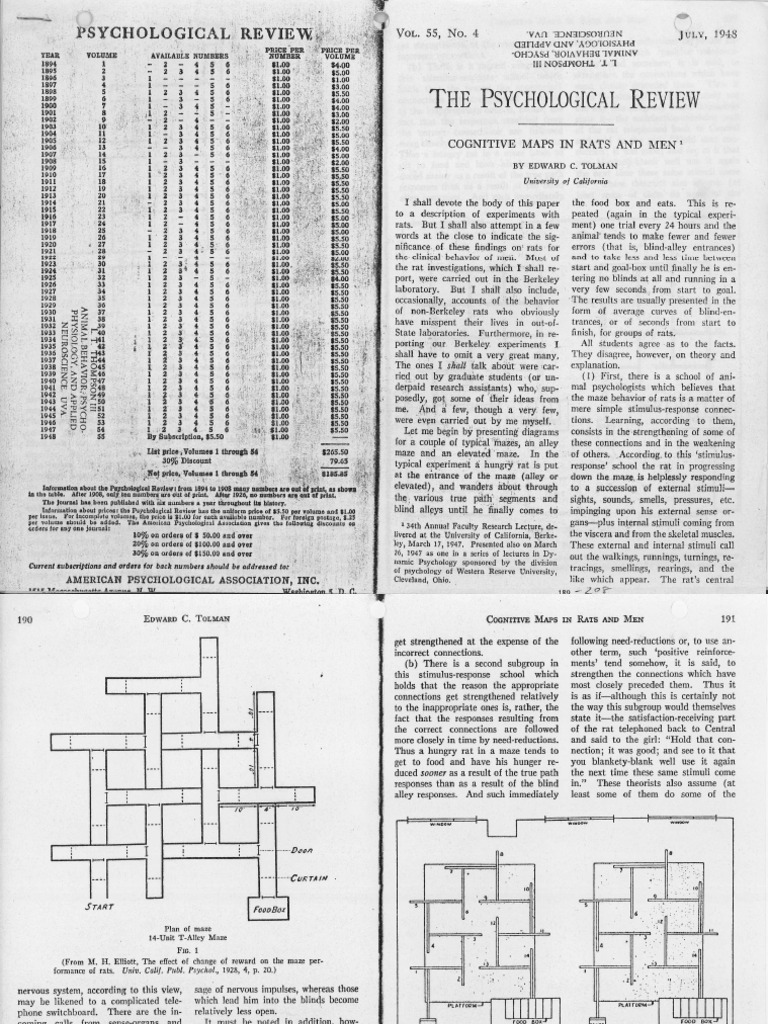 0. Tolman, E. C. (1948). Cognitive Maps in Rats and Men. Psychological ...