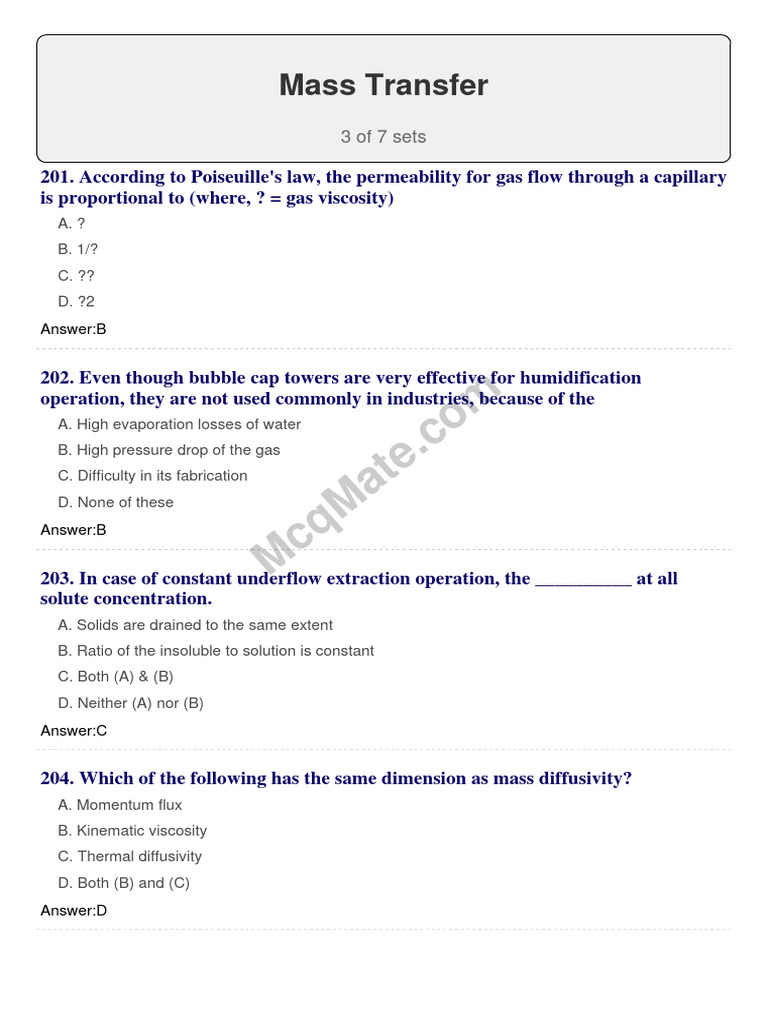 Mass-transfer [Set 3] | Download Free PDF | Humidity | Gases