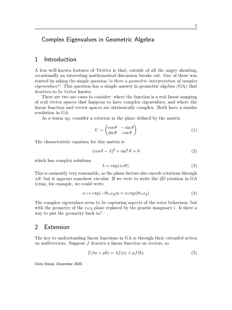 complexEigenvalues | PDF | Eigenvalues And Eigenvectors | Linear Map