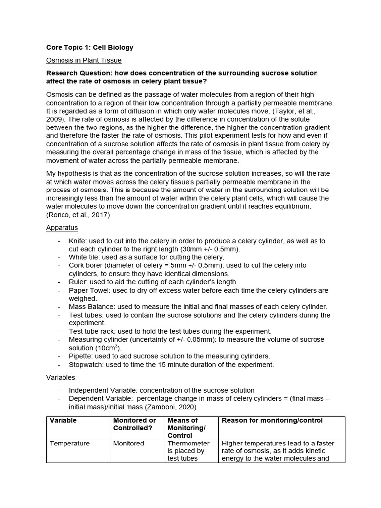 Osmosis In Plant Tissue Pdf Osmosis Cell Membrane