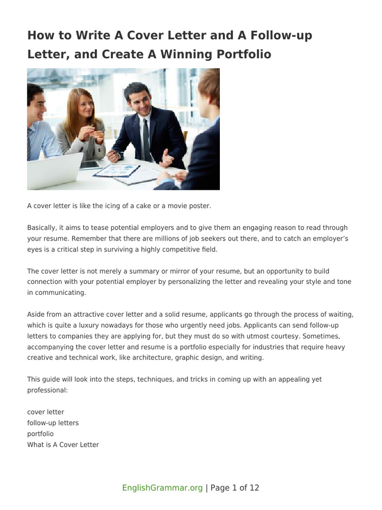 How To Write A Cover Letter and A Follow-Up Letter, and Create A ...