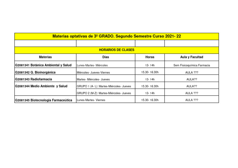 Optativas 3º (2C) 2021-22 | PDF