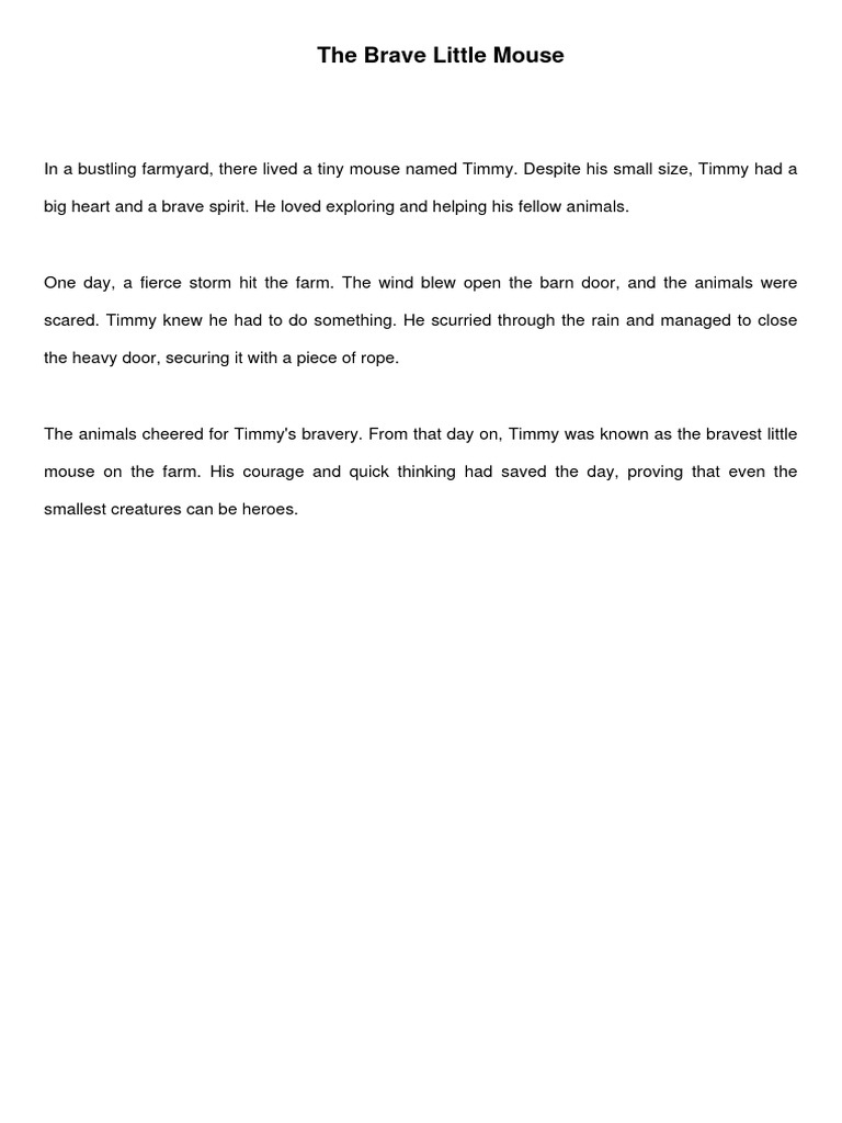 The Brave Little Mouse Story | PDF