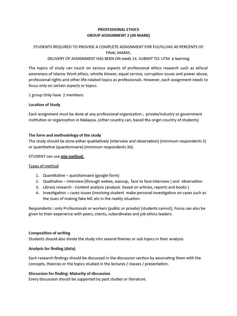 Professional Ethics Assignment Guide | PDF | Quantitative Research | Qualitative Research