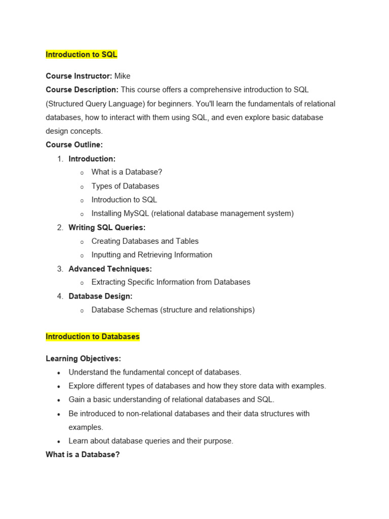 Database Course | Download Free PDF | Databases | Relational Database