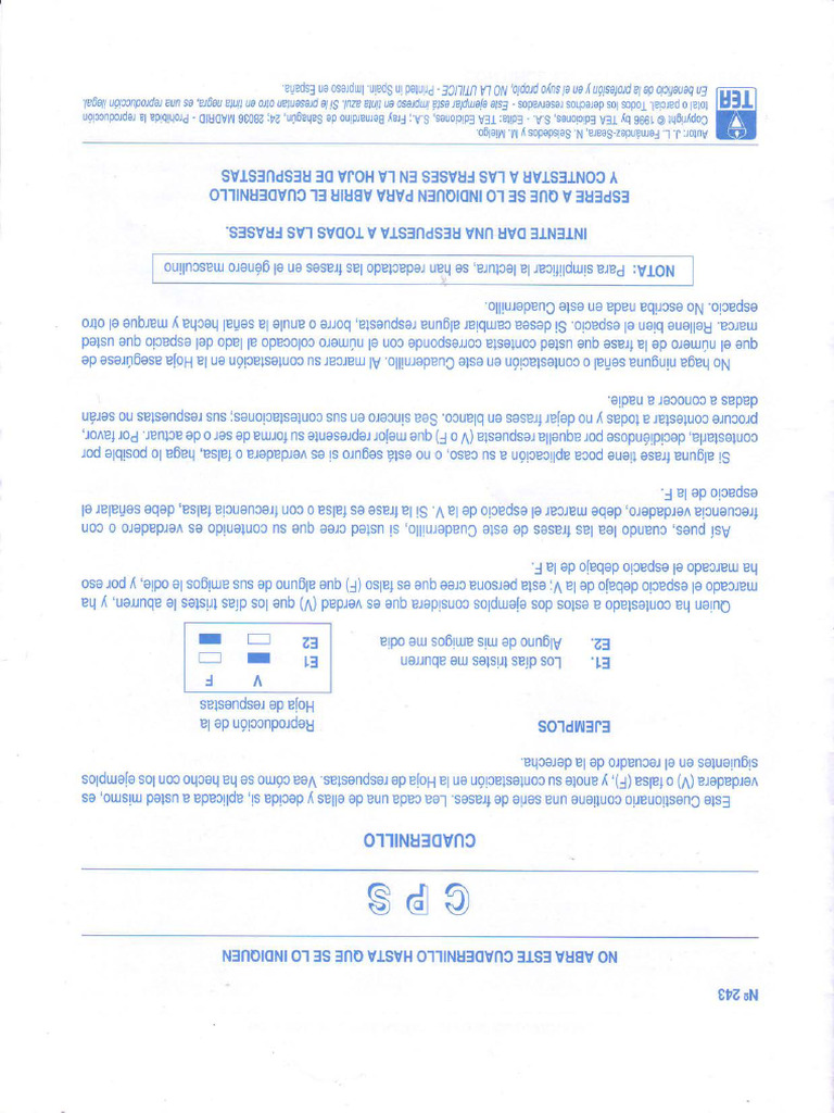 CPS Cuadernillo - Baja | PDF