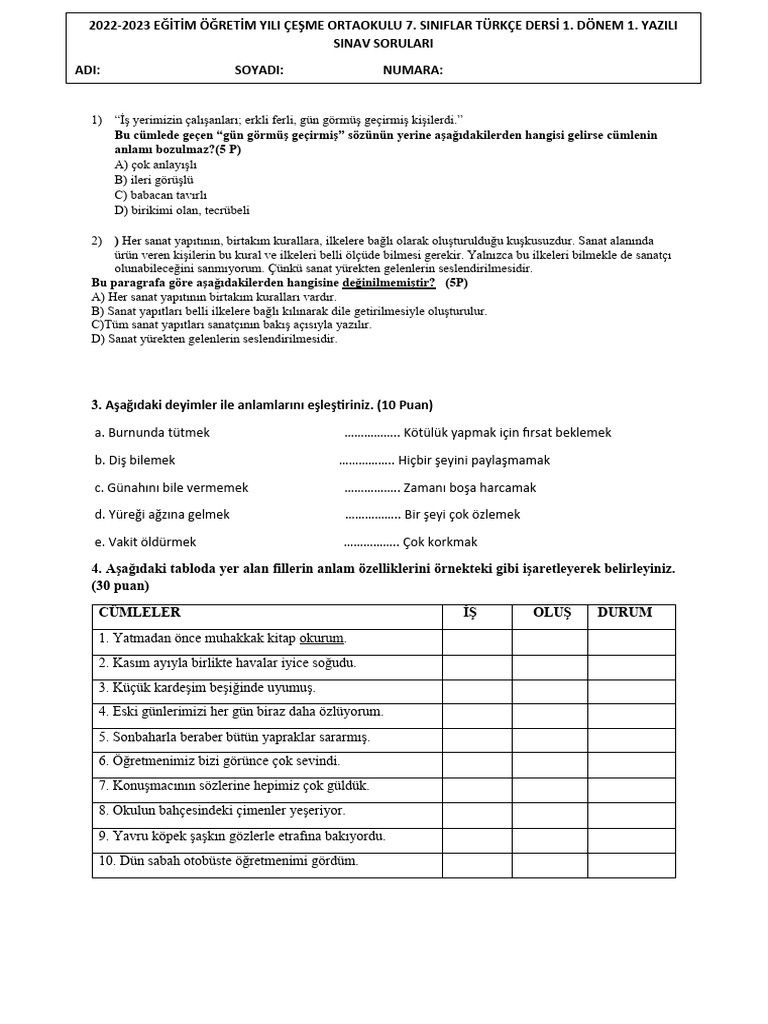 7 Snftrkeyazls1 Dnem1 Yazl | PDF