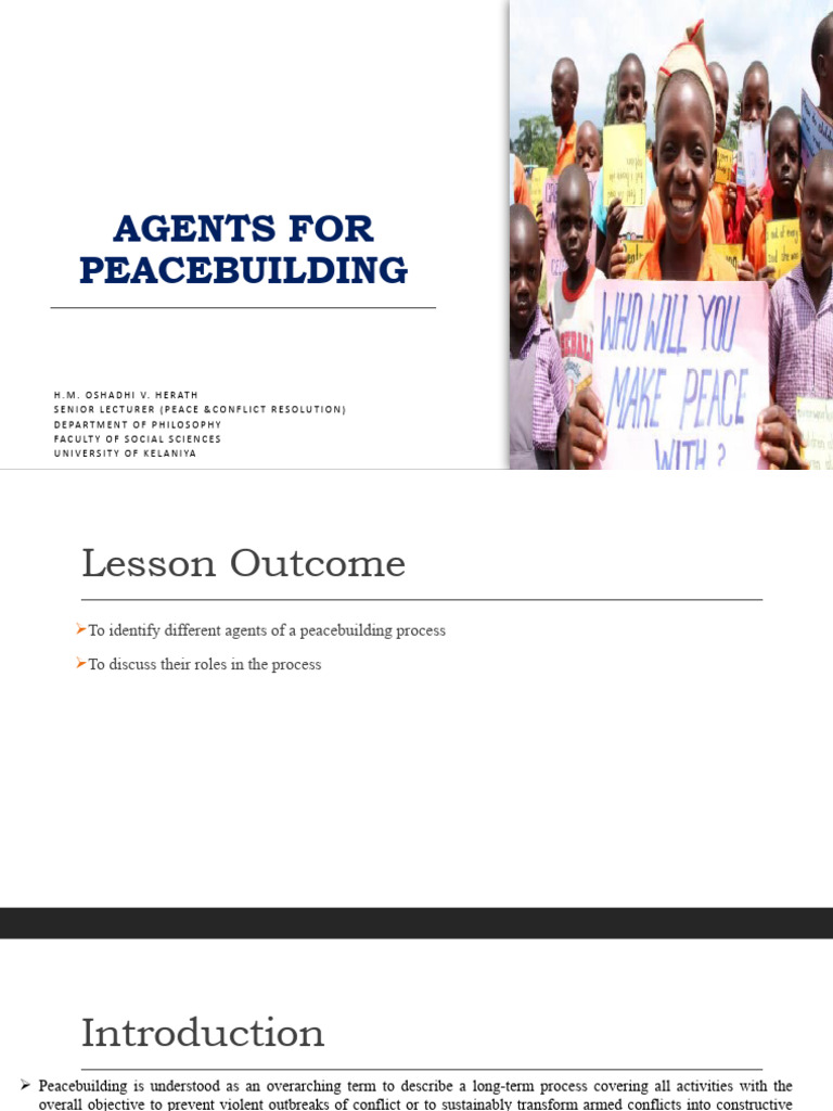 Peacebuilding Agents | PDF | Peacebuilding | Conflict Resolution