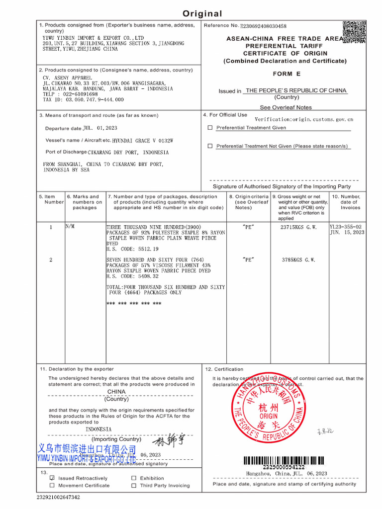 YL23-355-02 Qty.4664 FORM E | PDF
