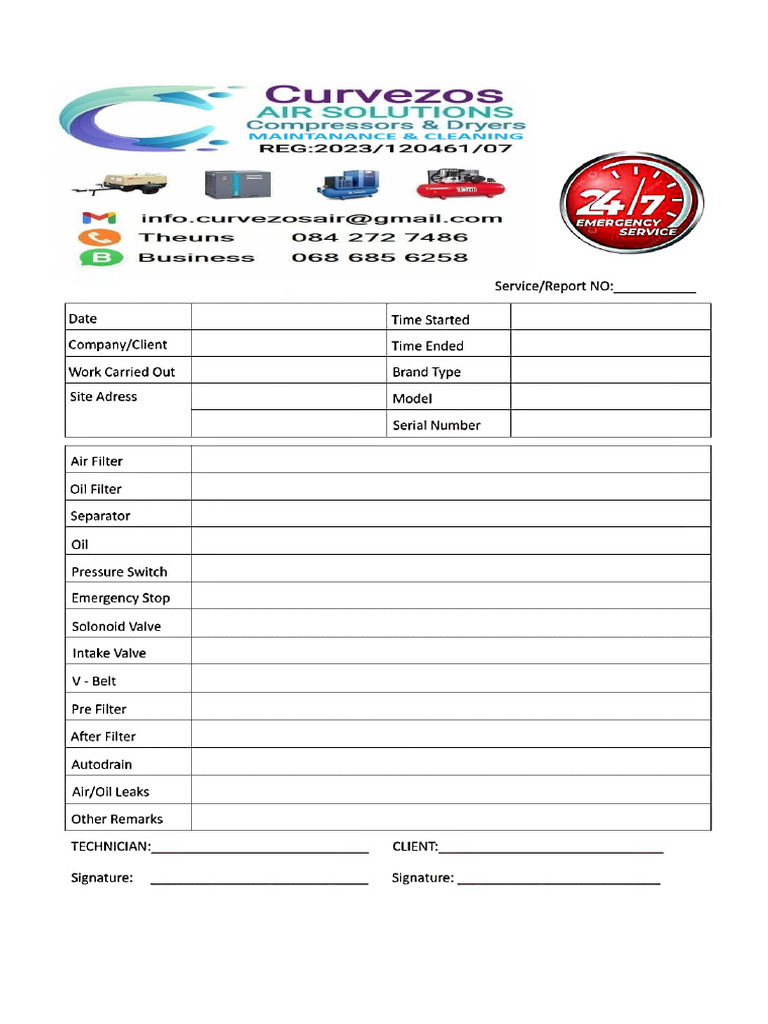 Checklist Service & breakdown A | PDF