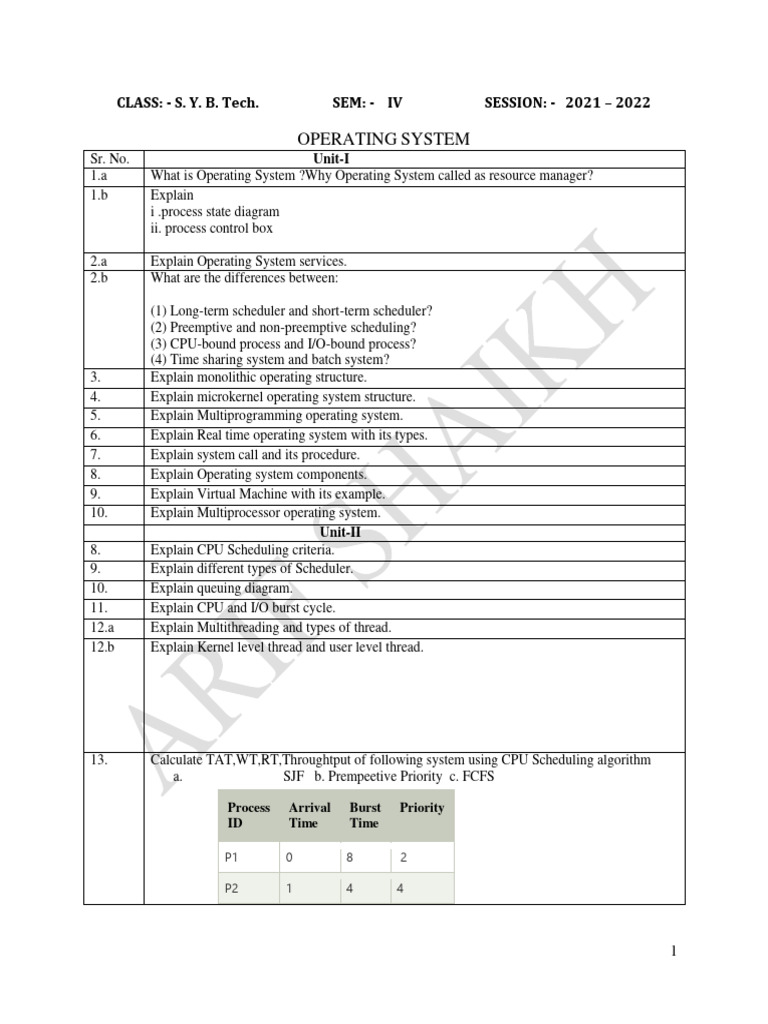 Os Bank 2024 Pdf Scheduling Computing Thread Computing 