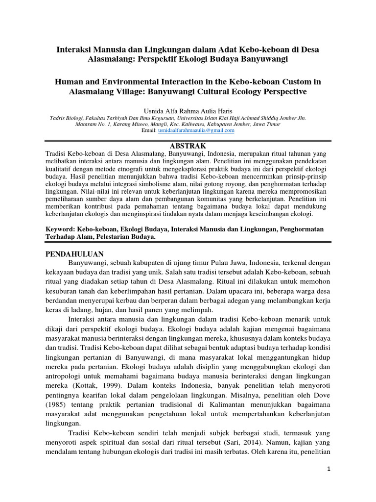 Interaksi Manusia Dan Lingkungan Dalam Adat Kebo | PDF