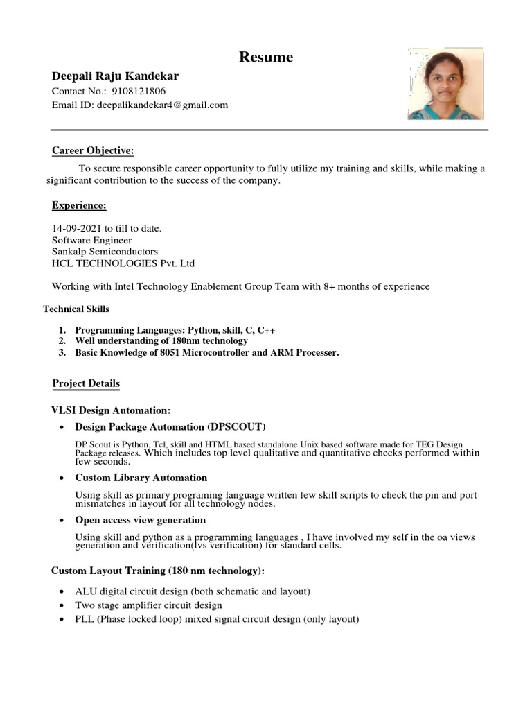 Deepali Raju Kandekar - Resume | PDF | Deep Learning | Image Segmentation