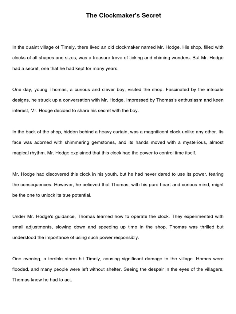 The Clockmakers Secret Story | PDF