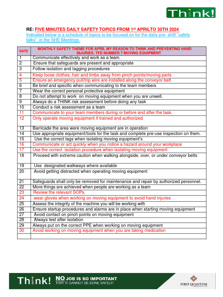 April Safety Topics Overview | PDF