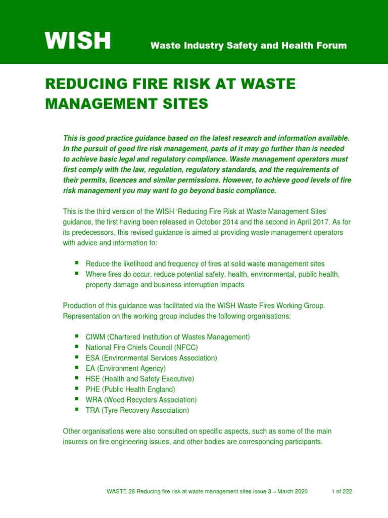 Fire Risk Management in Waste Sites | PDF | Fires | Waste