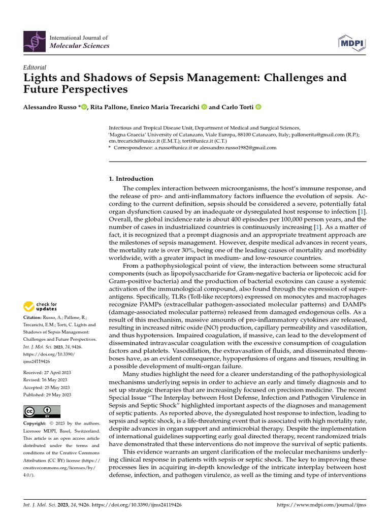 Ijms 24 09426 | PDF | Sepsis | Polymerase Chain Reaction