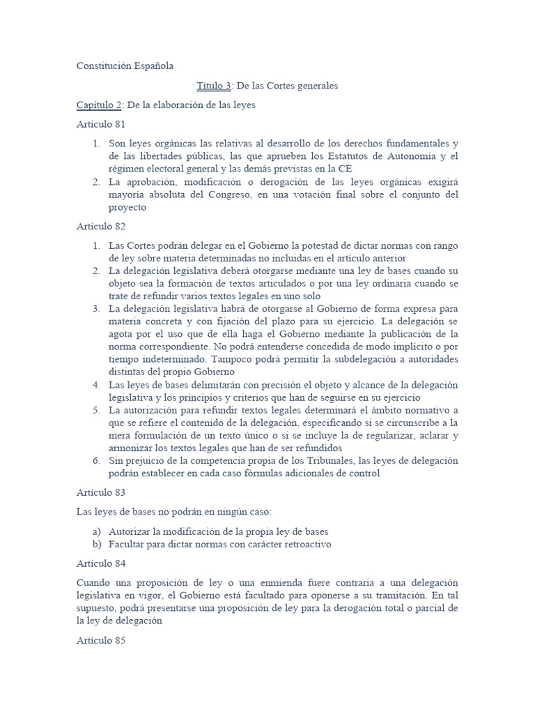 Constitución Española Pdf Cortes Generales Gobierno