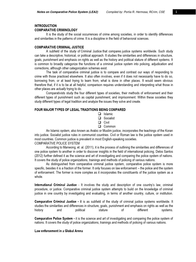 Module in Comparative Policing | PDF | Government | Police