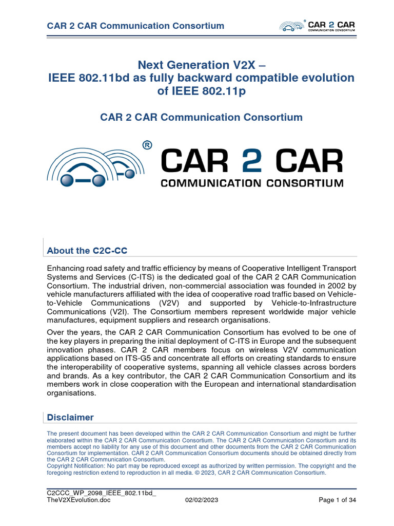 C2CCC WP 2098 IEEE 802.11bd TheV2XEvolution V1.0 | PDF | Ieee 802.11 | Mimo