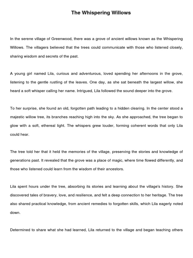 The Whispering Willows Story | PDF | Wisdom