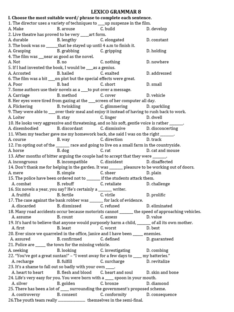 2023 Lexico-Grammar-8 | PDF