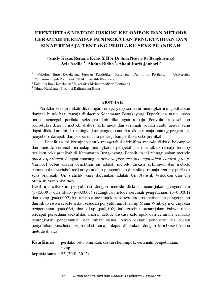 Efektivitas Diskusi vs Ceramah pada Remaja | PDF | Kesehatan Holistik