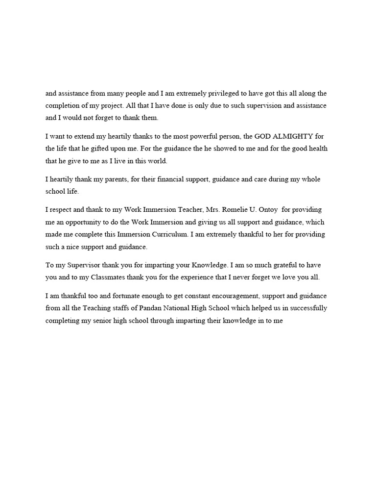 Wrok Immersion Acknowledgement | PDF