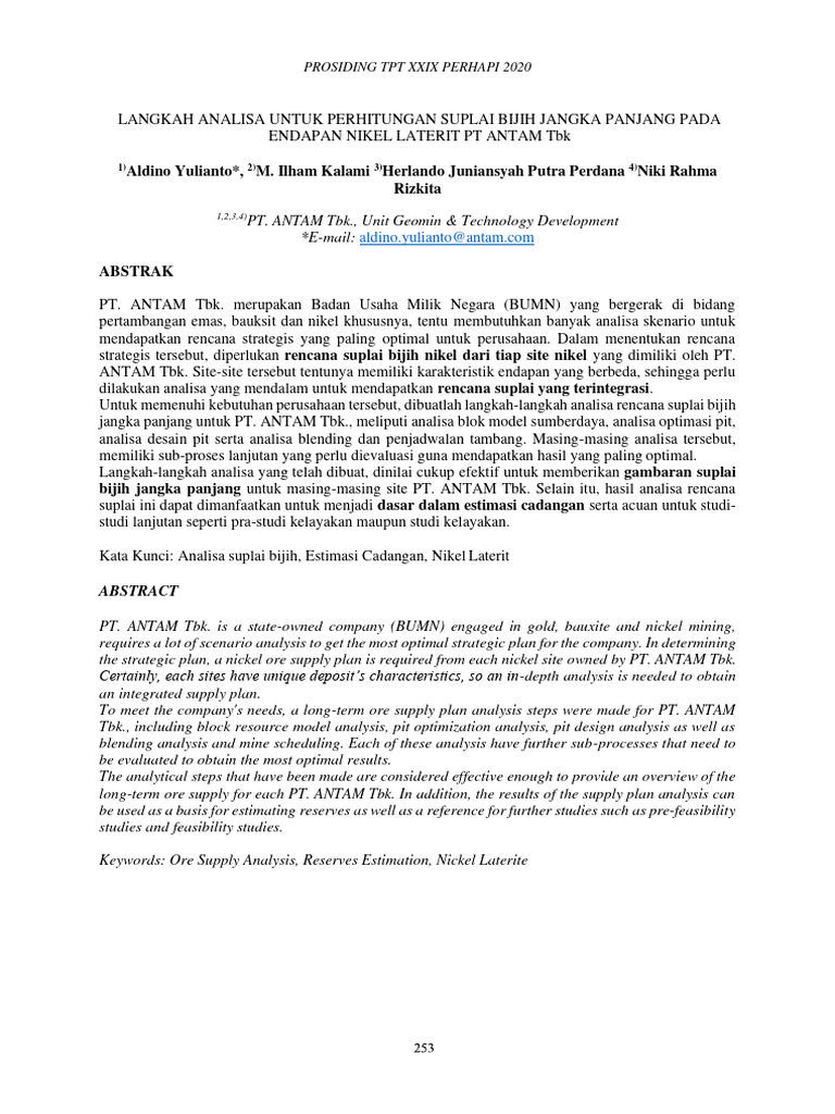 Analisa Perhitungan Supply Ore | PDF