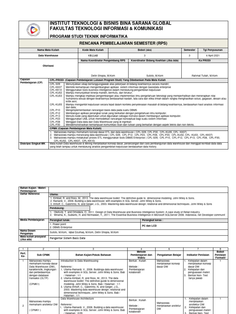 RPS-Data Warehouse | PDF | Seni