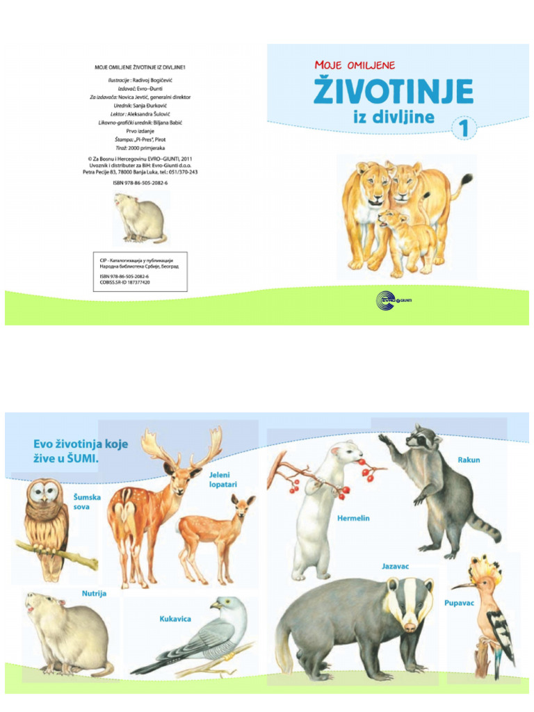 Moje Omiljene Zivotinje Iz Divljine 1 | PDF