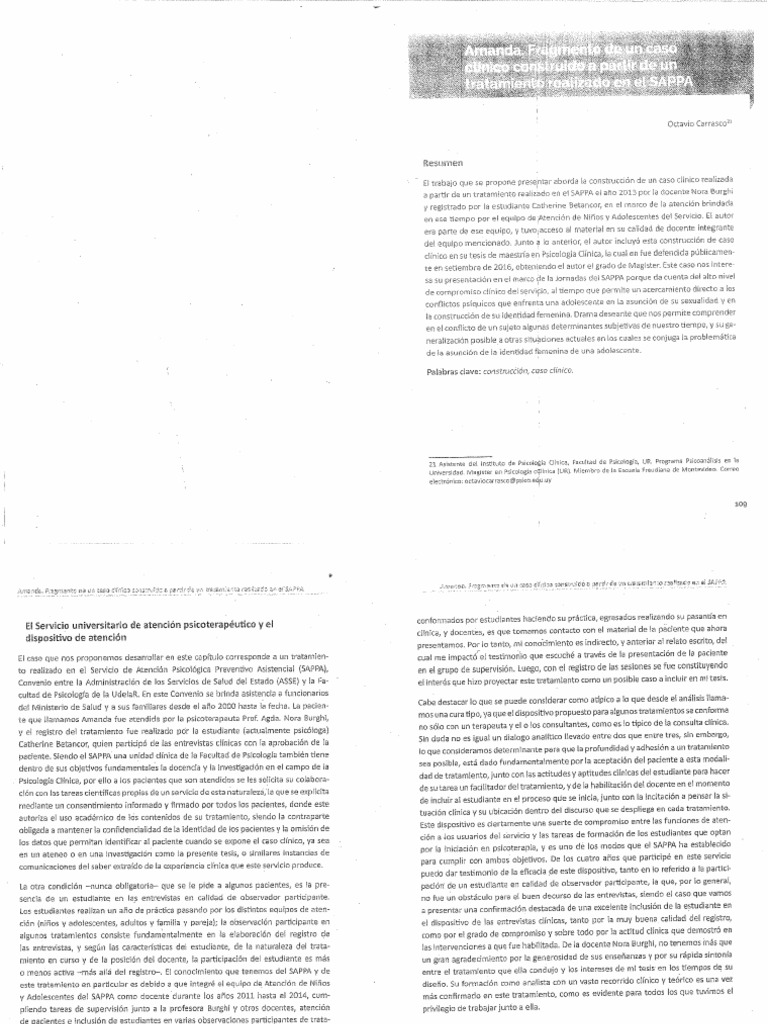 2 - Carrasco, O. Amanda. Fragmento de Un Csdo Clinico. SAPPA | PDF