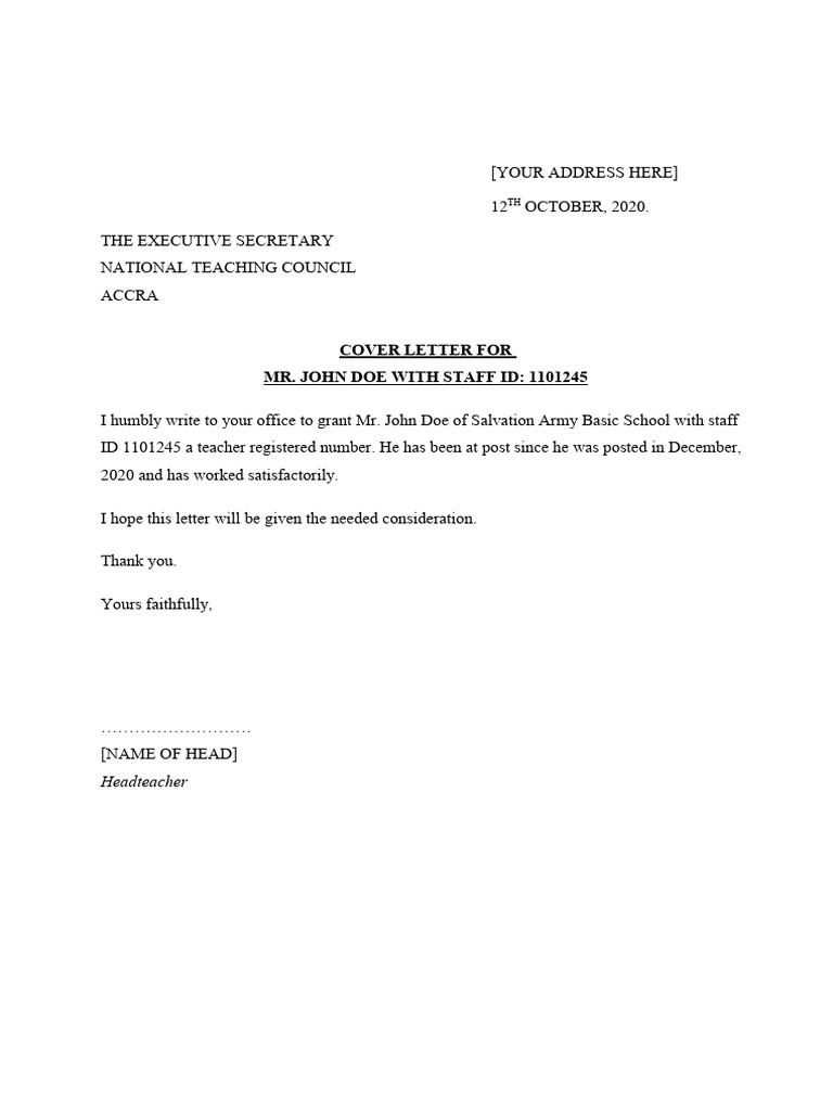 NTC Cover Letter For Registered Number 2 | PDF