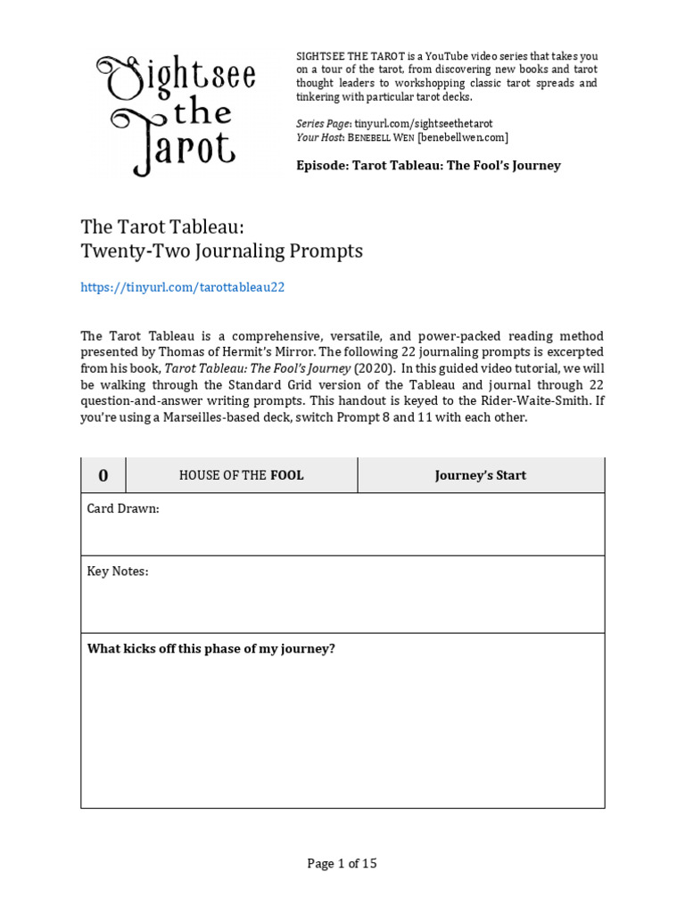 Sightsee The Tarot Hermits Mirror Tarot Tableau Handout | Download Free ...