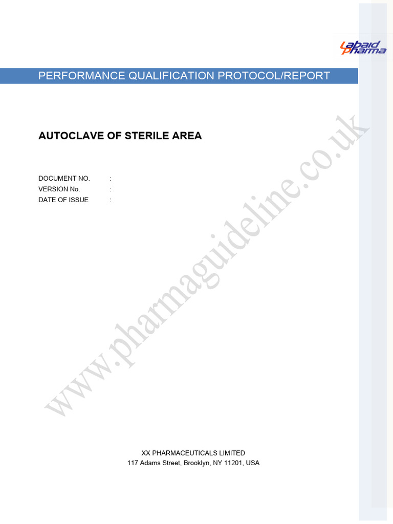 1.0 Autoclave Performance Qualification Protocol | PDF | Sterilization ...