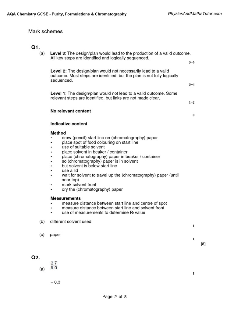 GCSE Chemistry: Formulations & Chromatography | PDF | Sodium | Solvent