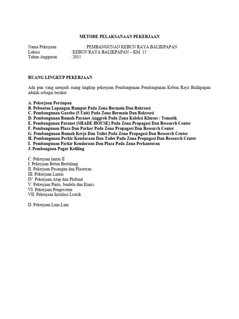 Metode Pelaksanaan Pekerjaan Gedung BKM | PDF